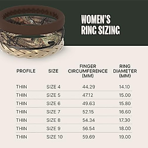 Groove Life Mossy Oak Stackable Breakup Country Silicone Ring - Breathable Rubber Wedding Rings for Women, Lifetime Coverage, Unique Design, Comfort Fit Ring - Size 9