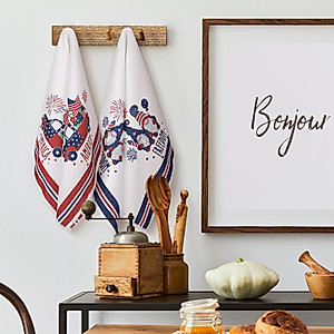 4 Pcs 4th of July Patriotic Kitchen Towels American Flag Stars Dish Towels Independence Day Hand Towel Red White and Blue Tea Towels for Kitchen Housewarming Gifts Memorial Day Home, 15.7" x 23.6"