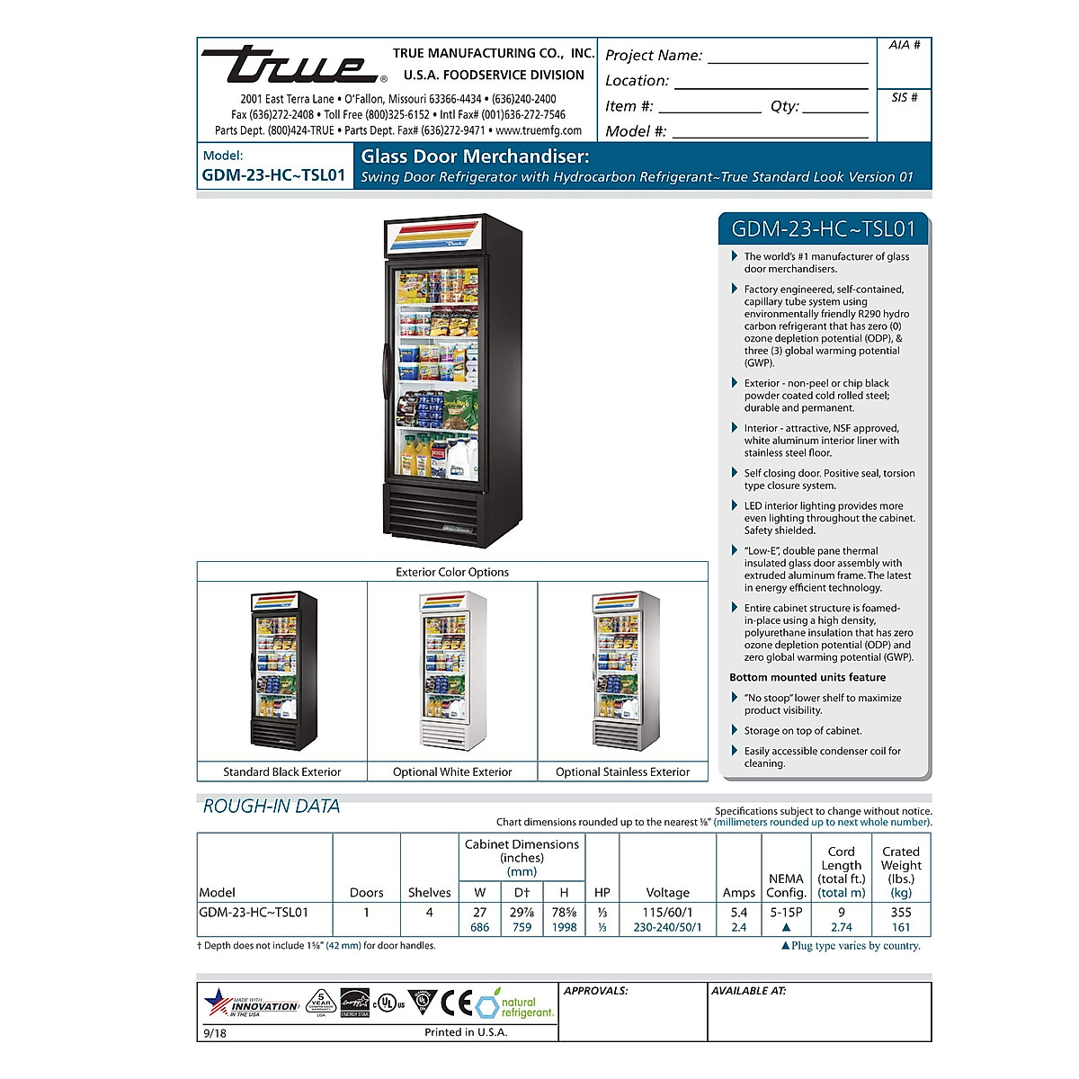 True Manufacturing-GDM-23-HC~TSL01-Glass Door Merchandisers