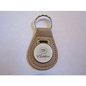 ELDORADO SEVILLE DEVILLE FLEETWOOD CALAIS ALLANTE LOGO LEATHER KEYCHAIN - BEIGE