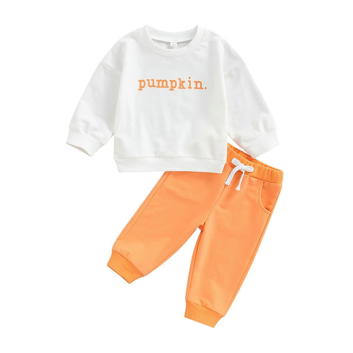 TheFound 0-5T Baby Boys Halloween Outfit Set Infant Newborn Girls Pullover Sweatshirts Cotton Pant Casual Clothes (Orange, 6-12 Months)