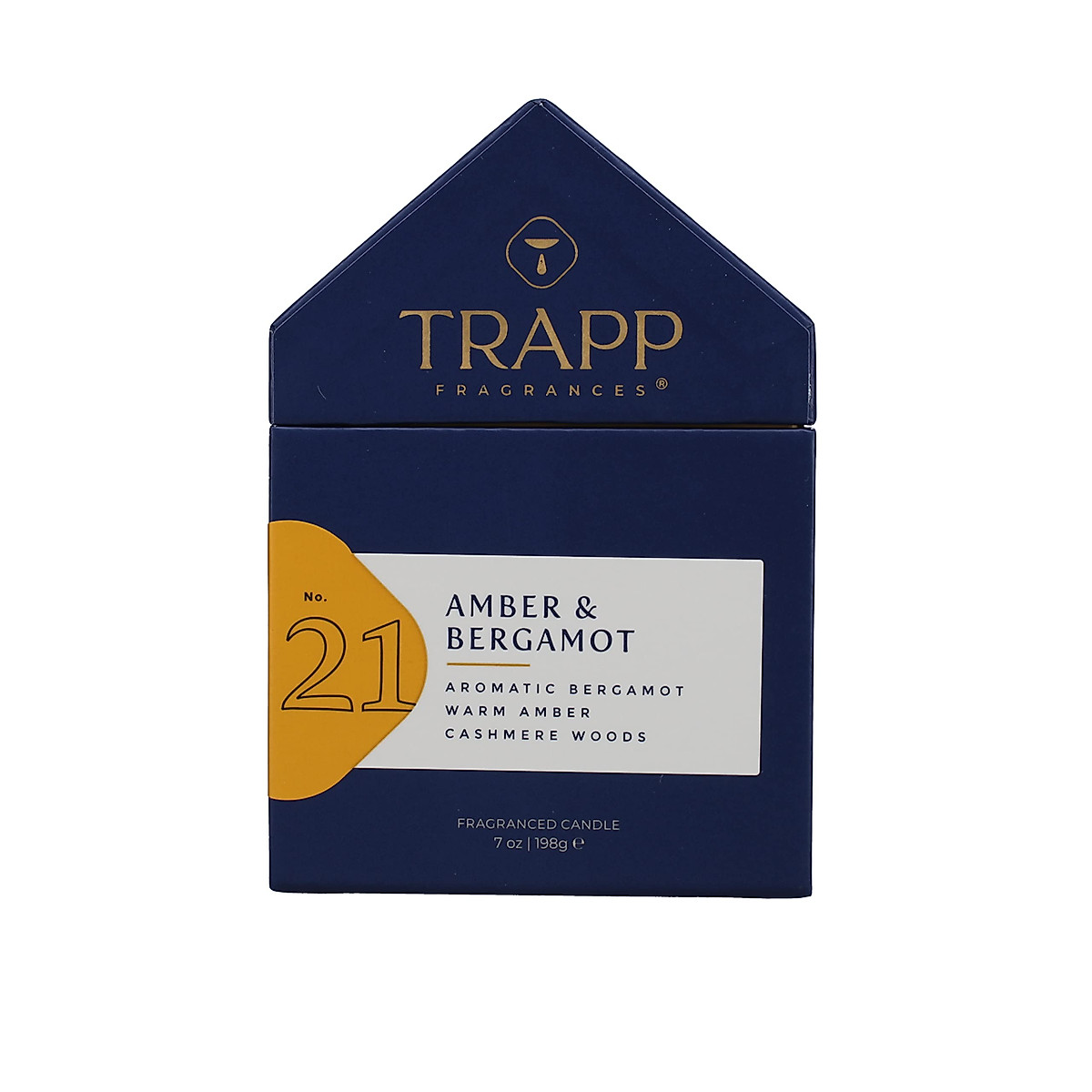 Trapp - No. 21 Amber & Bergamot - 7 oz. House Box Candle - Aromatic Home Fragrance with Earthy Scent of Aromatic Bergamot, Warm Amber, & Cashmere Woods Notes - Petrolatum Wax