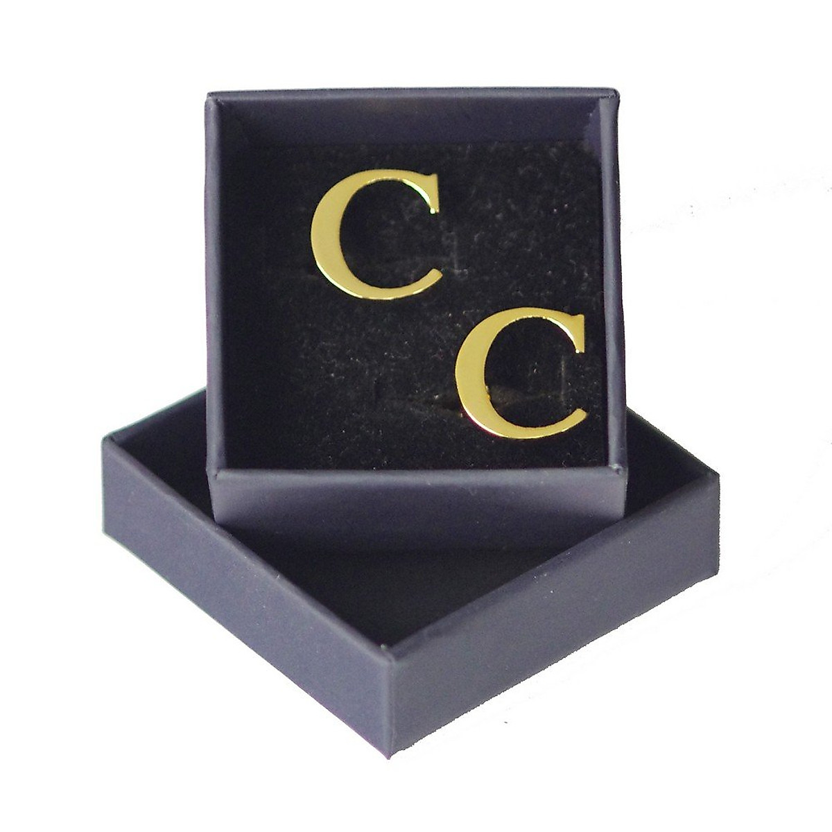 Salutto Men's Gold Letter C Cufflinks 1 Pair with Gift Box (C)