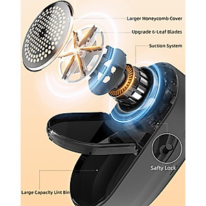 Fabric Shaver and Lint Remover, 2600mAh Shaver and Lint Brush 2 in 1, 6-Leaf Blades, Sweater Defuzzer, Quickly Remove Fuzz Lint Balls for Clothes, Sweater, Couch, Blanket, Curtain, Wool, Cashmere