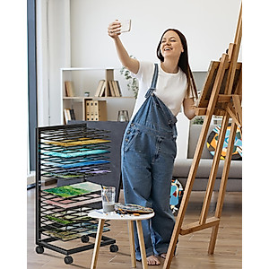 WISIMMALL Art Drying Rack for Classroom,18 Removable Shelves, Painting Drying Rack with Wheels, Functional & Mobile Paint Drying Rack,Stack Rack for Classroom, Art Studios and Schools