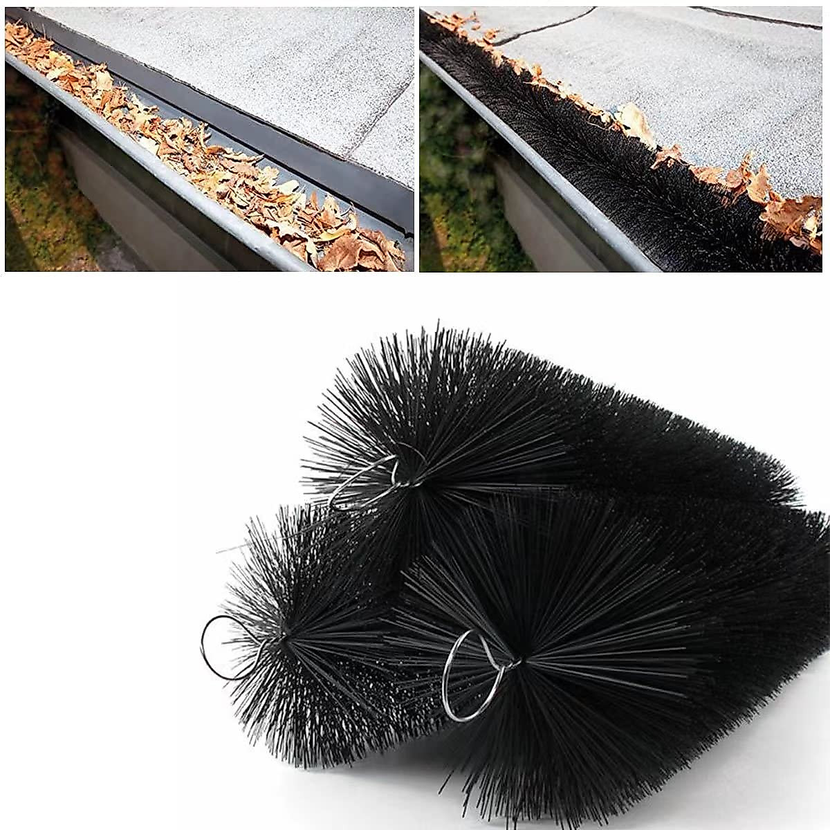 Roof Gutter Anti Blocking Brush To Prevent Fallen leaves From Clogging The Gutter, Tiameter 4.33 inch, Length 16ft