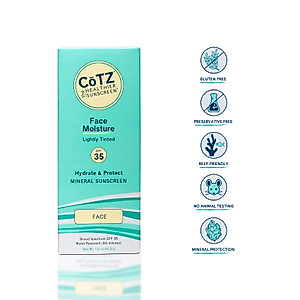 CoTZ Face Moisture Lightly Tinted Mineral Sunscreen Broad Spectrum SPF 35; 1.5 oz / 42.5 g