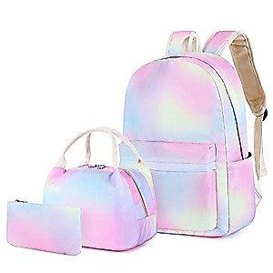 Pawsky Teen Girls School Backpack Kids Bookbag Set Water Resistant Laptop Backpack Casual Daypacks with Lunch Bag and Pencil Case