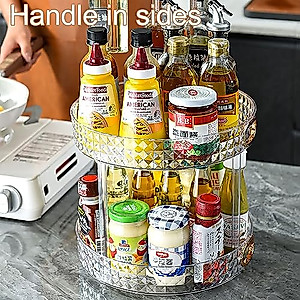 Lazy Susan Turntable Organizer, Rotating Spice Rack, Rotates 360 Degrees, for Vanity, Skincare Organizers Perfume Organizer, Spice Rack Organizer (Color : White, Size : 2 layer)