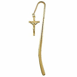 2 Crucifix on Crook Staff Bookmarks Gold (Set of 2)