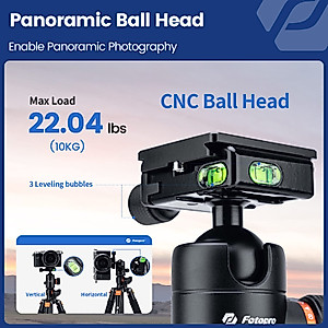 Fotopro 68 inch Camera Tripod Horizontal 360 Tripod Portable Monopod with Ball Head 16KG Load Capacity Quick Release Plate, for Travel and Work