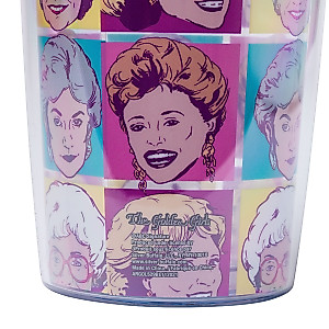 Silver Buffalo Golden Girls Character Grid Double Wall Travel Tumbler w/Slide Close Lid, 20 Ounces
