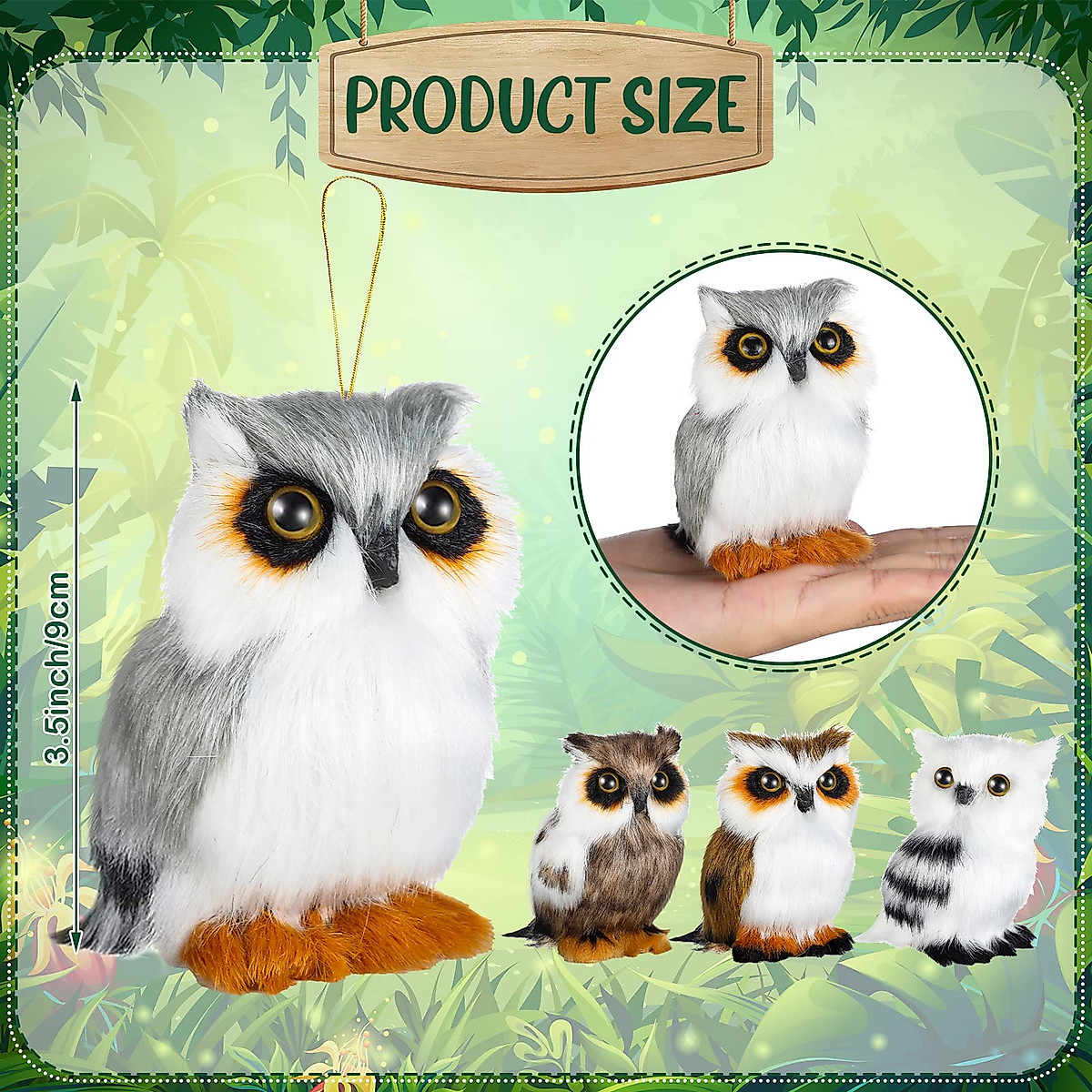 8 Pieces Mini Stuffed Owl Plush Toy 3.2 Inch Soft Owl Stuffed Animal Gray Snowy Owl Plush White Owl Decor for Christmas Holiday Hanging Ornaments Birthday Party Presents