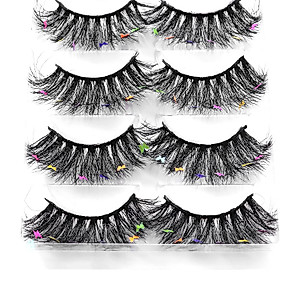 gootrades Butterfly Lashes Rainbow Flutter Splashes False Eyelashes,20mm Handmade 3D Faux Mink Hair Wispy Fluffy Lash for Daily Halloween Cosplay Costume Eyelashes (5 Pairs)