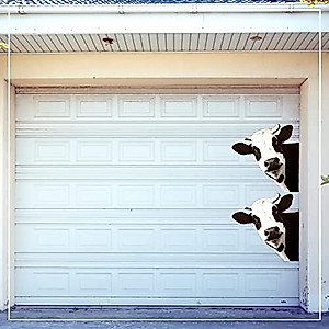 4 Pcs Funny Cow Wall Decal Giraffe Window Stickers Cute Animal Wall Decals Realistic Peeking Cow Print Stickers Giraffe Bedroom Decor Window Decals for Living Room Door Farm Kitchen Decor (Cow)