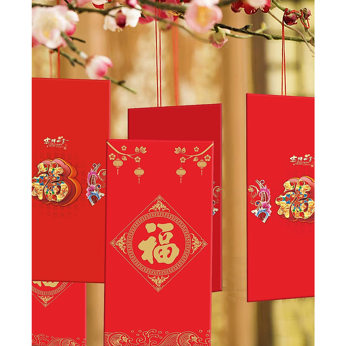 TOARTi 2024 Chinese New Year Decoration Chinese Couplet, Chunlian,Red Envelope, Red Lantern,Fu Character for Spring Festival Party Decor,Happy New Year Supplies
