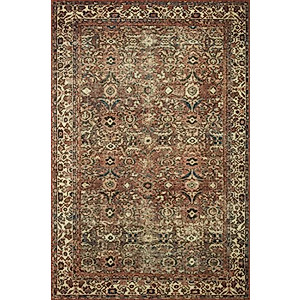 Loloi Magnolia Home by Joanna Gaines Banks Collection BAN-04 Brick/Ivory 8'-6" x 11'-6", .13" Pile Height, Machine Washable, Area Rug