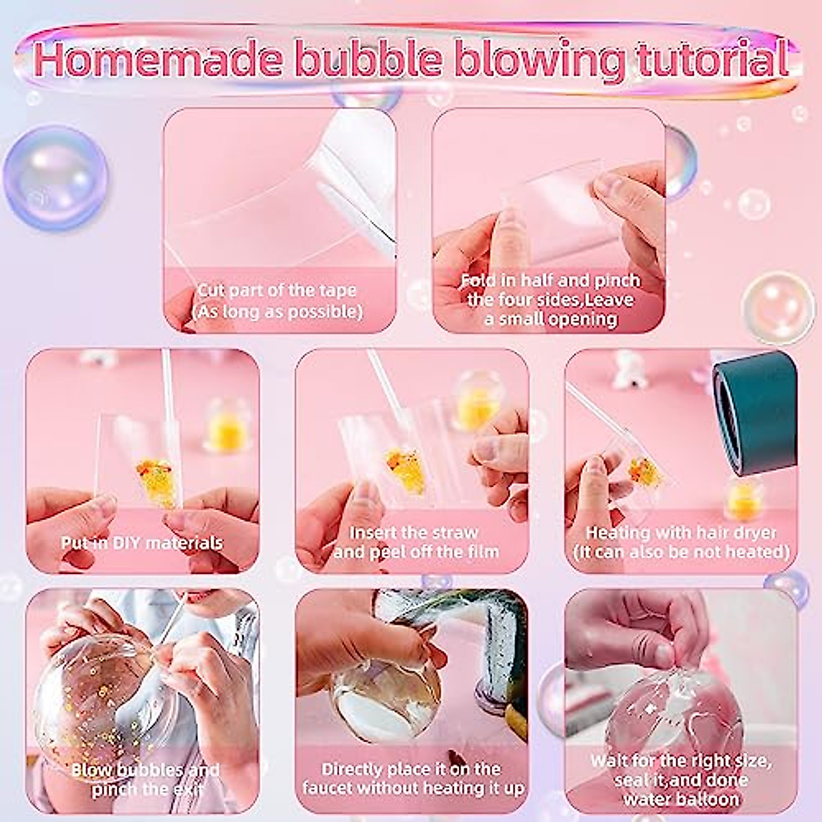 Nano Tape Bubble Kit for Kids,Nano Double Sided Adhesive Gel Grip Traceless Tape, Nano Magic Tape Bubbles,Nano Bubble Tape Toy Kit Glitter,13.5 FT × 2inch,DIY for Kids Party Favor Gifts Popular Toys