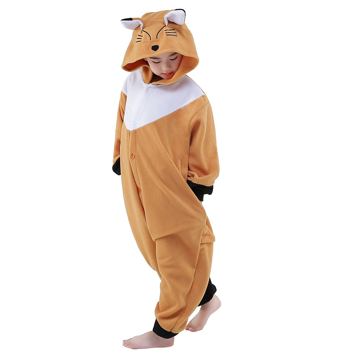 CANASOUR Unisex Halloween Kids Brown Fox Onesie For 10-12 Years Girls Costume Party Cosplay Pyjamas (Height 56-59”, 10 Years, Fox)