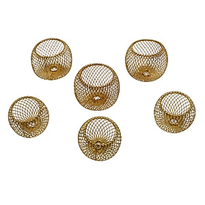 Newwe 6 x Gold Air Plant Holders Metal Airplant Pot Air Plants Planter Tillandsia Display for Home Office