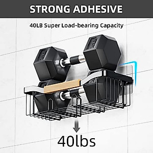 Shower Caddy Bathroom Shelf, 4-Pack Adhesive Shower Organizer with 2 Soap Holders and 16 Hooks, No Drilling Rustproof 304 Stainless Steel Shower Storage Basket Rack for Bathroom & Kitchen Storage