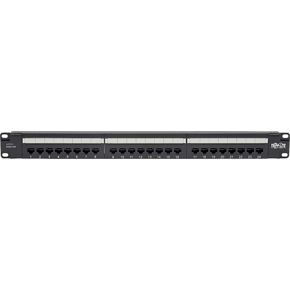 Eaton Tripp Lite Cat6 24-Port PoE+ Patch Panel, RJ45 Ethernet, 1U Rackmount, EIA/TIA 568A/B Wiring Standards for 110 & Krone Terminations, (N252-P24), Black