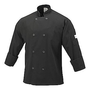 Mercer Culinary M60010BKM Millennia Men's Cook Jacket with Traditional Buttons, Medium, Black