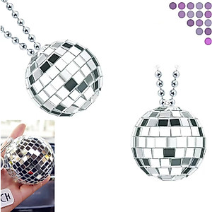 Disco Ball Car Accessory,Mirror Disco Ball Hanging,Car Disco Ball,Disco Car Charm, Rear View Mirror Hanging Accessories (Silver(1.9inch))