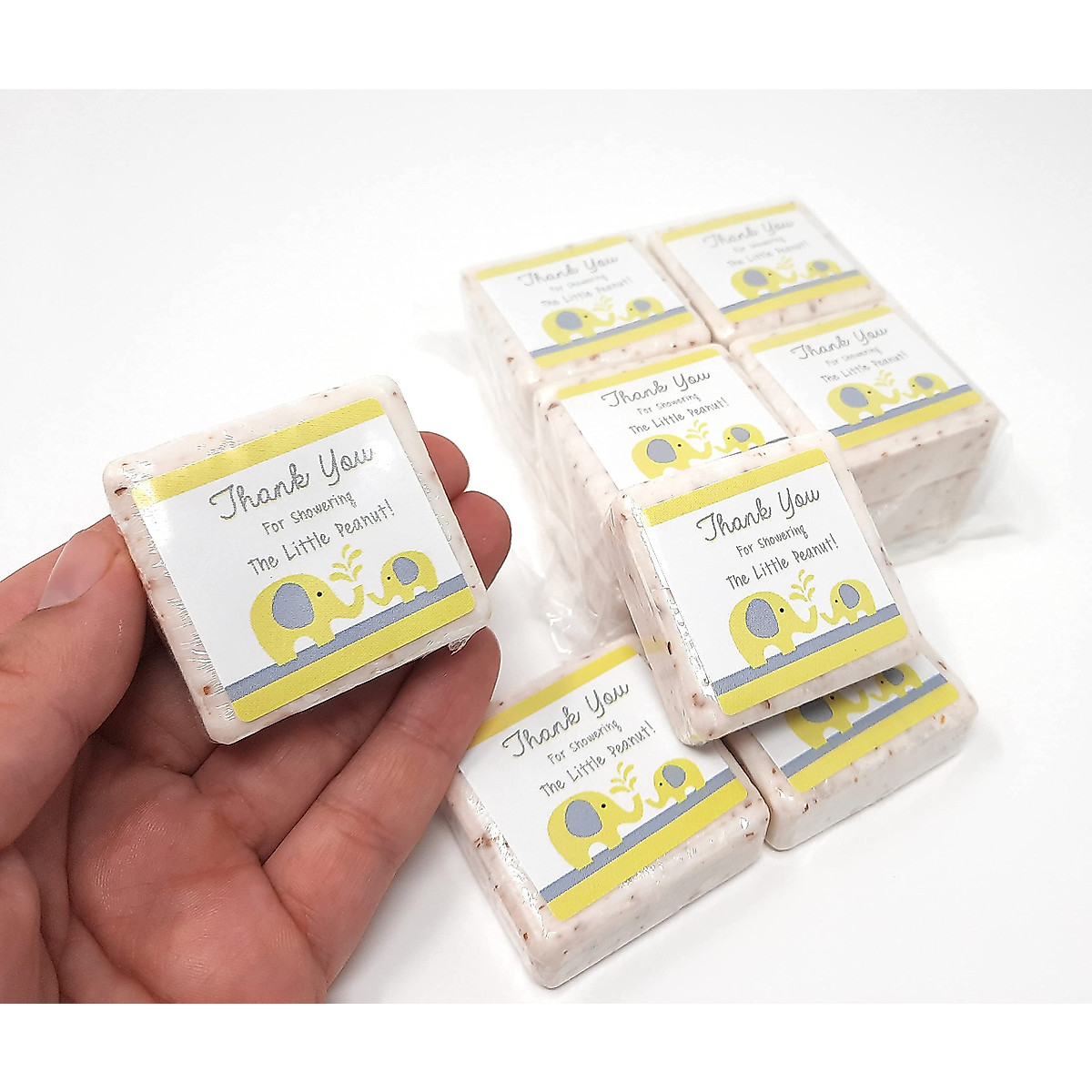 Botanical Bars 12 Yellow and Grey Elephant Thank You Soap Favors - 1.5oz Soap Favors - Gender Neutral Baby Shower Favors - Elephant Baby Shower Favors