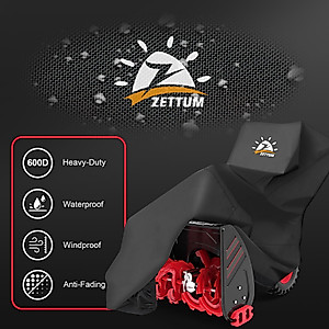 Zettum Snow Blower Cover - 600D Snowblower Covers Waterproof Heavy Duty, Outdoor Snow Thrower Cover Universal Fit for EGO, Honda, Ryobi, Cub Cadet, Ariens, Troy Bilt, Snow Joe, Toro and PowerSmart