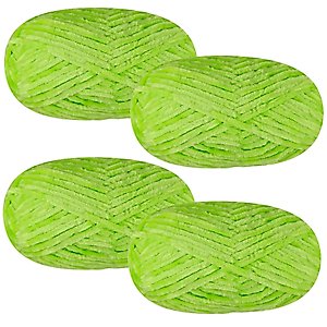 4 PCS 400g Soft Chenille Yarn Velvet Yarn for Crocheting,Fluffy Yarn for Knitting and Crochet DIY Craft,Warm Yarn for Blanket Bag Hat Scarve Clothe Gloves Slippers Doll（Bright Green）