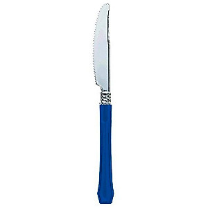 Amscan 436901.105 Premium Cutlery Knives, 7 1/2", Blue/Silver