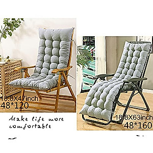 LUYAJYI Patio Lounger Cushion Indoor/Outdoor Lounger Cushion with Laces Recliner Bench Cushion for Non-Slip Garden Furniture, 19X63INCH Gray 19X63X3INCH