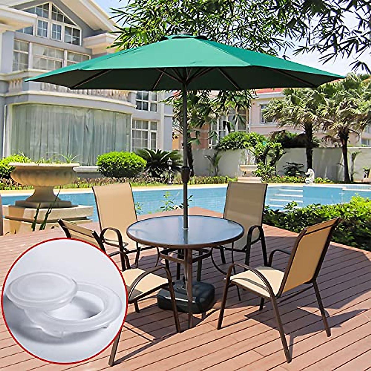 Aoboco 2 Pack 2 Inch Table Umbrella Hole Ring and Cap Set for Outdoor Patio Umbrella Plug Standard Size (Transparent)