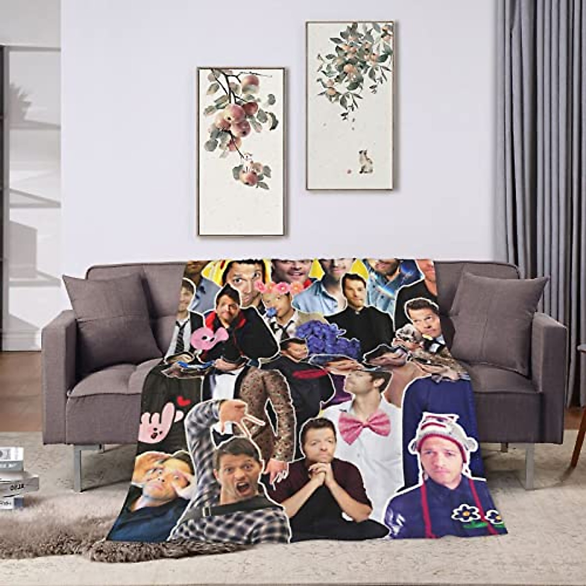 Blanket Misha Collins Soft and Comfortable Warm Fleece Blanket for Sofa,Office Bed car Camp Couch Cozy Plush Throw Blankets Beach Blankets