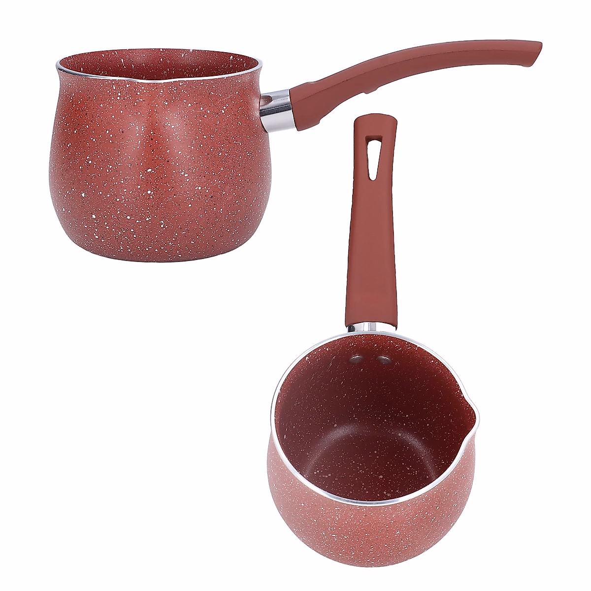Lightweight Nonstick Milk Pan, Mini Milk Coffee Pot Nonstick Sauce Pan for Coffee Butter Chocolate 10cm Tea SetsTeapots and Coffee Servers(Red)