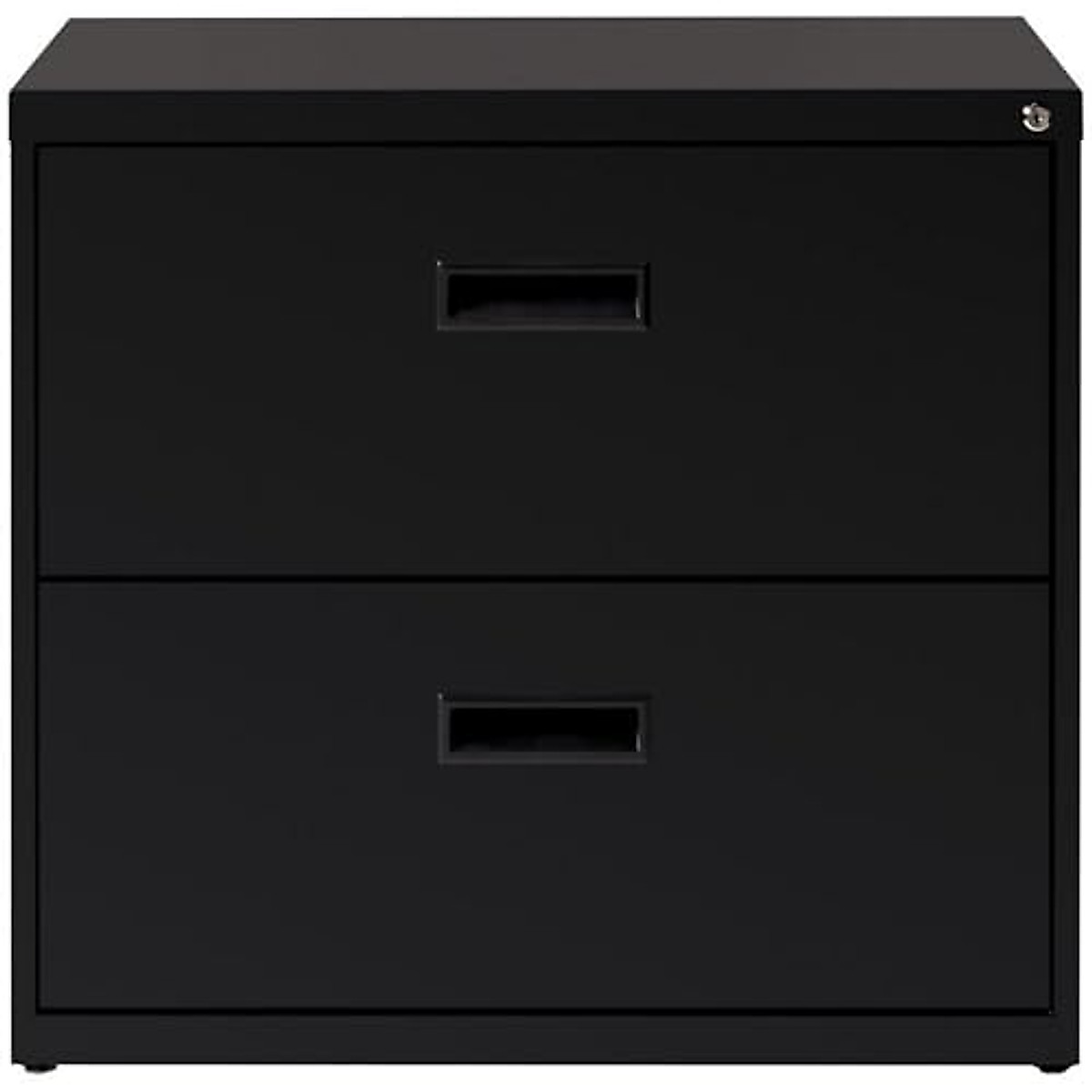 Hirsh 30" W Metal 2 Drawer Lateral File Cabinet Set Black with Front/Back Rails, Fully Assembled