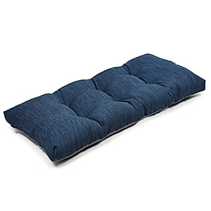 baibu 40 Inch Classic Solid Color Bench Cushion with Ties, Super Soft Indoor Outdoor Rectangle Bench Seat Cushion Standard Size Foam Pad with Non-Slip Bottom - One Pad Only (Dark Blue, 40x15x3in)