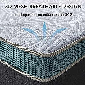 Bedstory 3 Inch Queen Size Memory Foam Mattress Topper Extra Firm, Pain-Relief Bed Topper, Cooling Gel/Copper/Bamboo Charcoal/Green Tea Infused High-Density Memory Foam, Skin-Friendly Cover