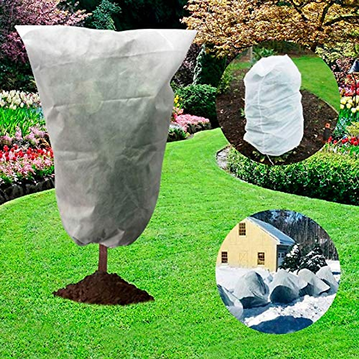 Socobeta Plant Accessory Frost Protection Bag Non‑Woven Plant Covers for Plants Outdoor Garden(240200CM)