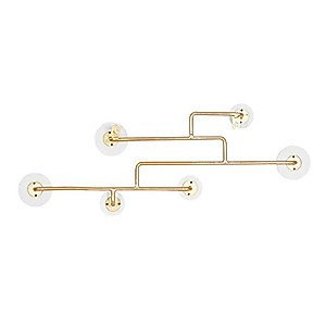 Deco 79 Wood 6 Hangers Wall Hook, 24" x 2" x 7", Gold
