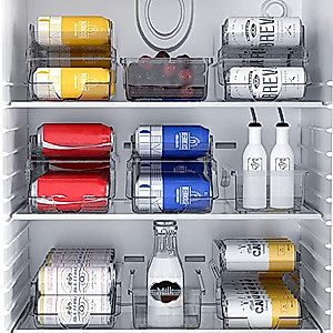 PENGKE Refrigerator Organizer Bin,Soda Can Holder Dispenser Storage Bins for Fridge, Pantry,Kitchen,BPA-Free,Clear(1-Pack)