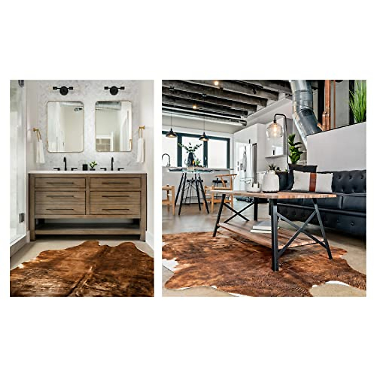 NativeSkins Large Faux Cowhide Rug - Sahara Sands (4.6ft x 6.6ft) - Cow Print Area Rug for a Western Boho Decor - Synthetic, Cruelty-Free Animal Hide Carpet with No-Slip Backing