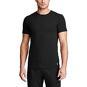 POLO RALPH LAUREN Men's Slim Fit Stretch Crew Tee, Polo Black/White, Charcoal Heather/White, Andover Heather/White, Medium