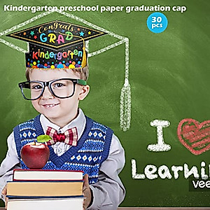 30 Pieces Preschool Paper Graduation Crown for Kids Colorful Adjustable Paper Hats Graduation Congrats Hats for Kindergarten Student Grad Ceremony Party Supplies