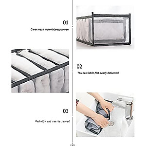 5 Set Foldable Underwear Drawer Organizer,Mesh Closet Underwear Organizer Drawer Divider,Grey