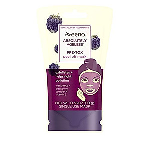 AVEENO Absolutely Ageless Pre-Tox Peel Off Antioxidant Face Mask with Alpha Hydroxy Acids, Vitamin E & Blackberry Complex, Non-Comedogenic, Single Use 0.35 oz