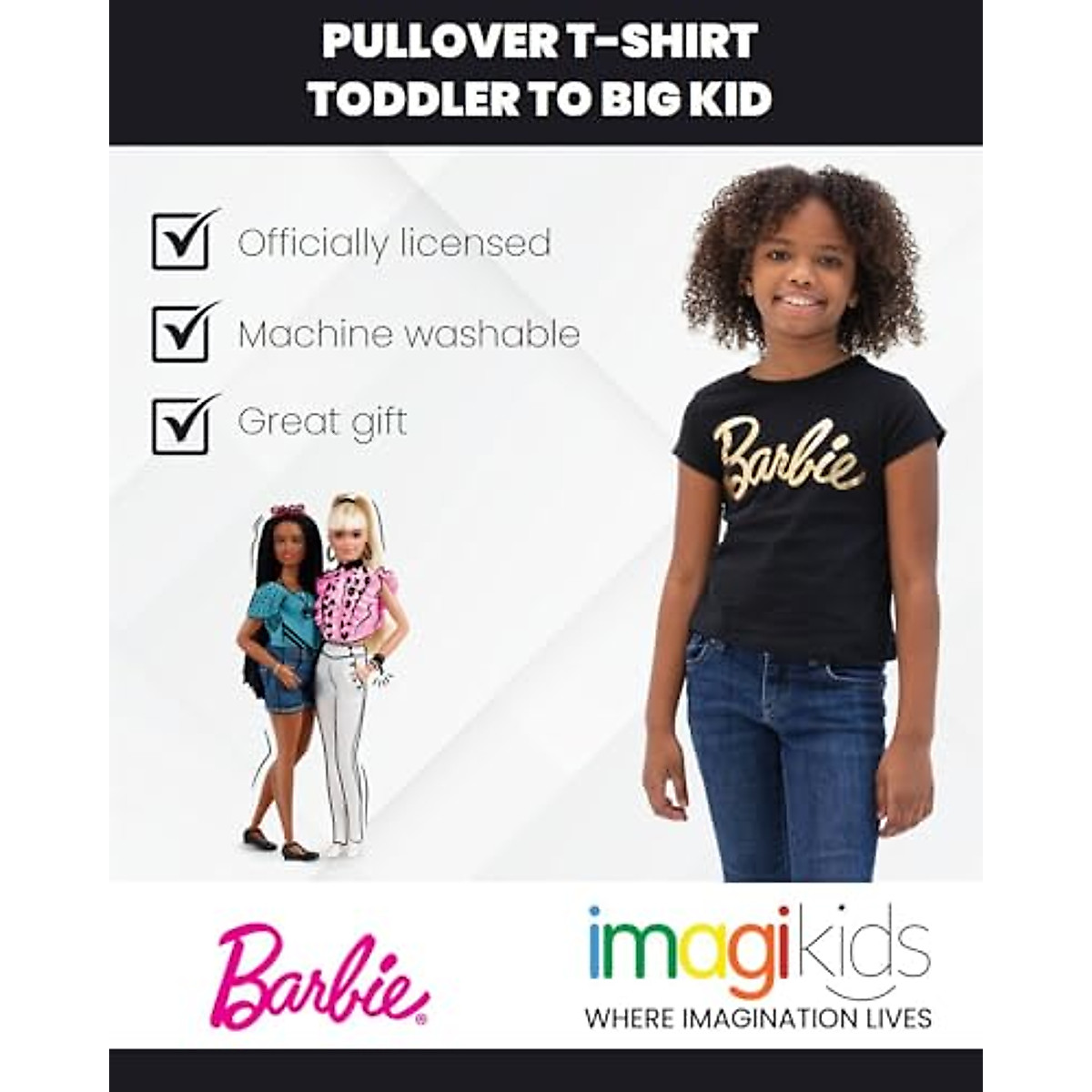 Barbie Toddler Girls Graphic T-Shirt Black/Gold 4T