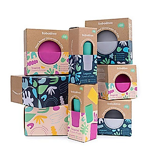 bobo&boo Plant-Based Colorful Kids Bowls - Dishwasher and Microwave Safe - Set of 3 - Melamine-Free and Bpa Free – Baby Bowls and Toddler Dish Sets For Boys and Girls - TROPICAL