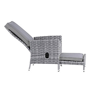Elle Decor Vallauris Patio Outdoor Furniture Collection, Premium All Weather Wicker, 5 Piece Reclining Set, Gray
